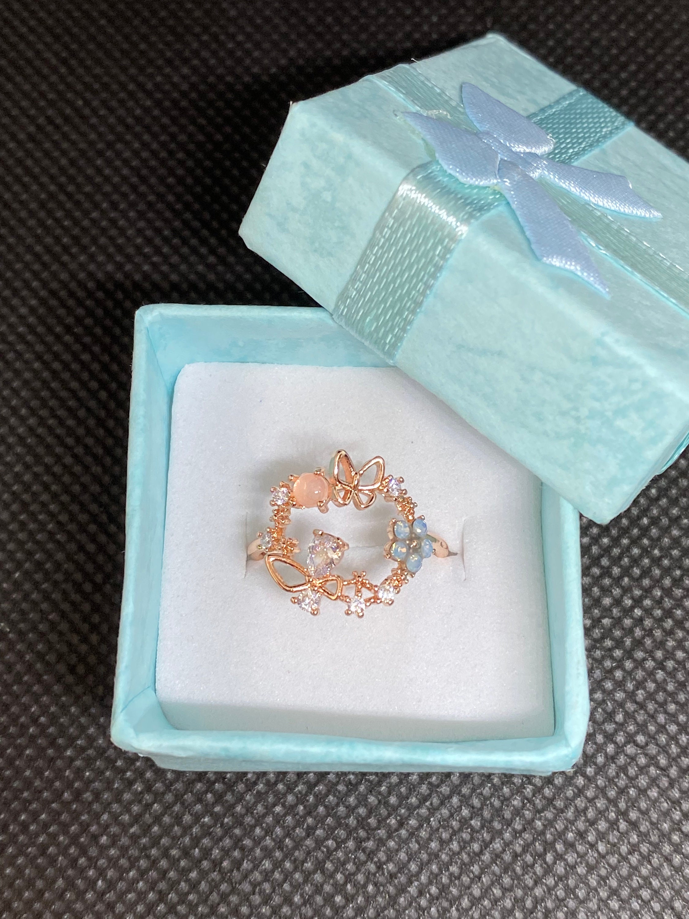 Butterfly Ring Adjustable Ring Butterfly Flower Ring | Etsy