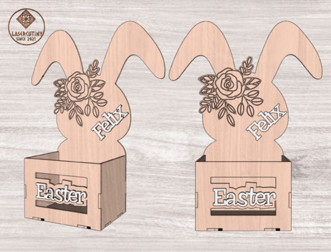 Floral Easter Bunny Crate Lase Cut File - Etsy