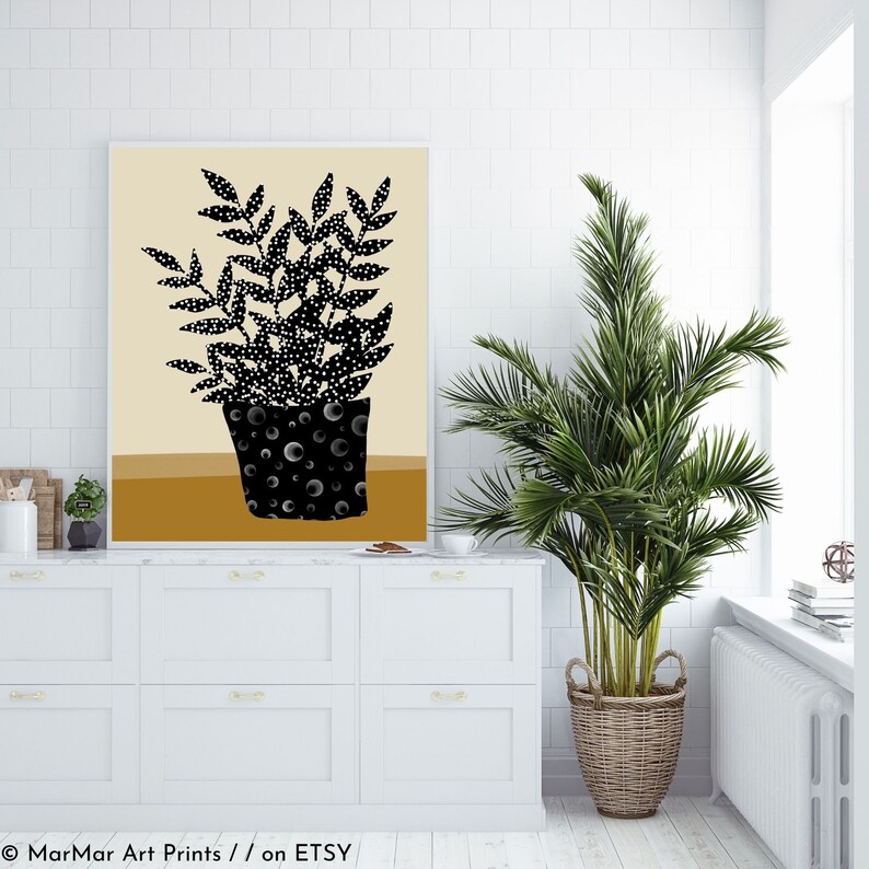 Printable Botanical Art, Polkadot Wall Art, Tropical Plant Art ...