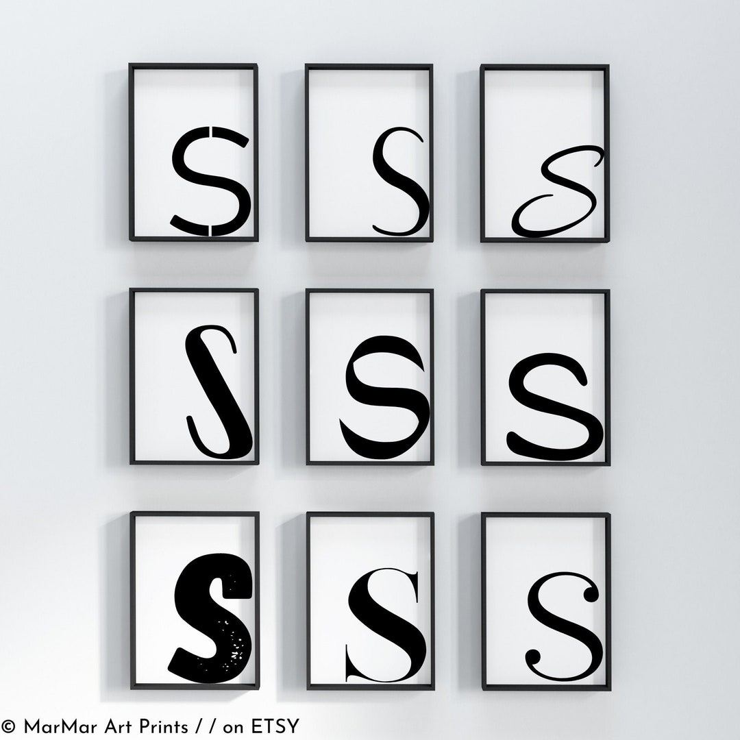 Monogram ART PRINT, Monogram Letter S, Alphabet Art Print , Initial ...