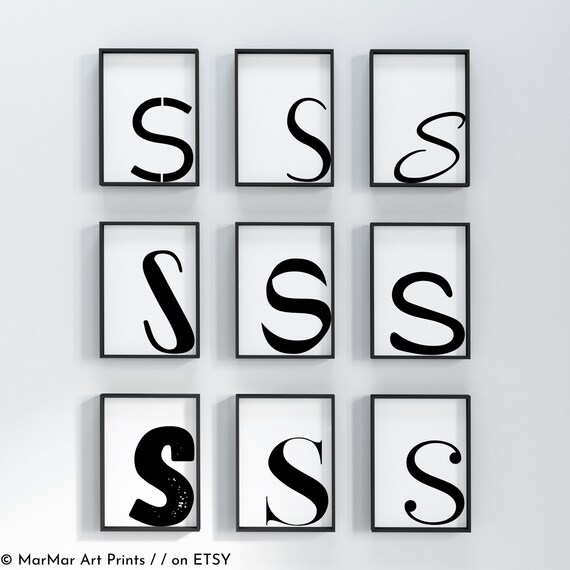 Monogram ART PRINT Monogram Letter S Alphabet Art Print - Etsy