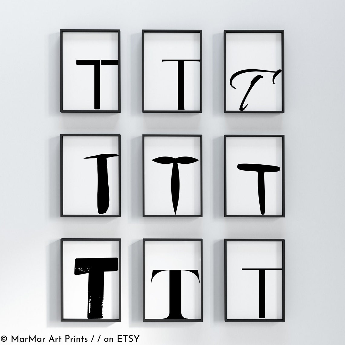 Printable Letter T, Monogram Letter Print, Nursery Decor, Minimalist ...