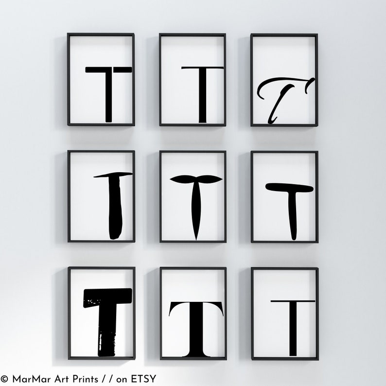 Printable Letter T, Monogram Letter Print, Nursery Decor, Minimalist ...