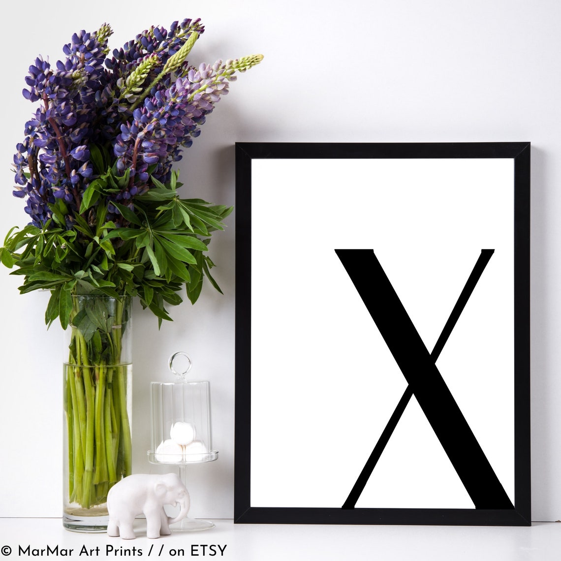 Letter X Printable Art, Typography Poster, Monochrome X Letter Print ...