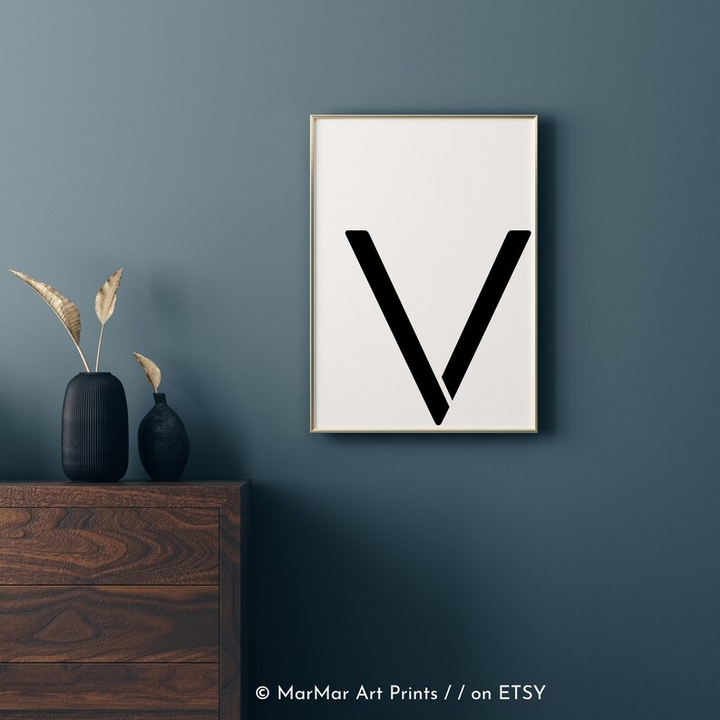 Printable Art: Letter v Poster Typography Poster - Etsy