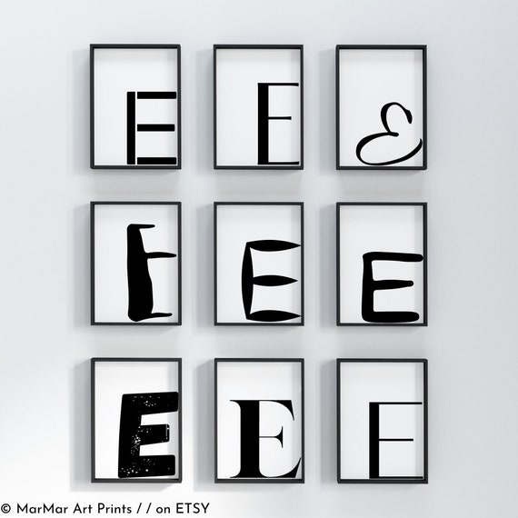 Letter E Printable Wall Art Printable Set of 9 Alphabet | Etsy