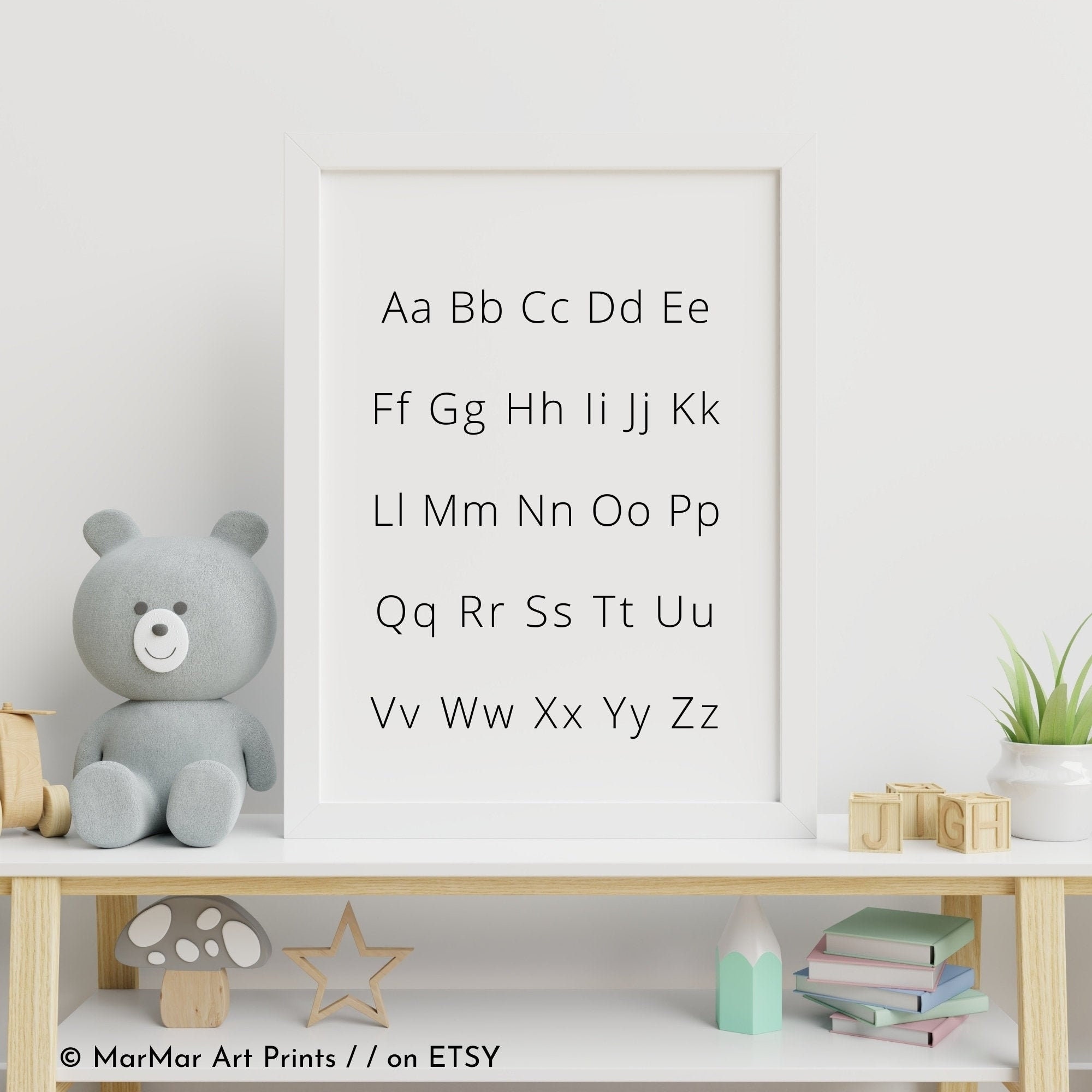 Alphabet Printable Wall Art ,neutral Gender Alphabet Print, Digital Abc ...
