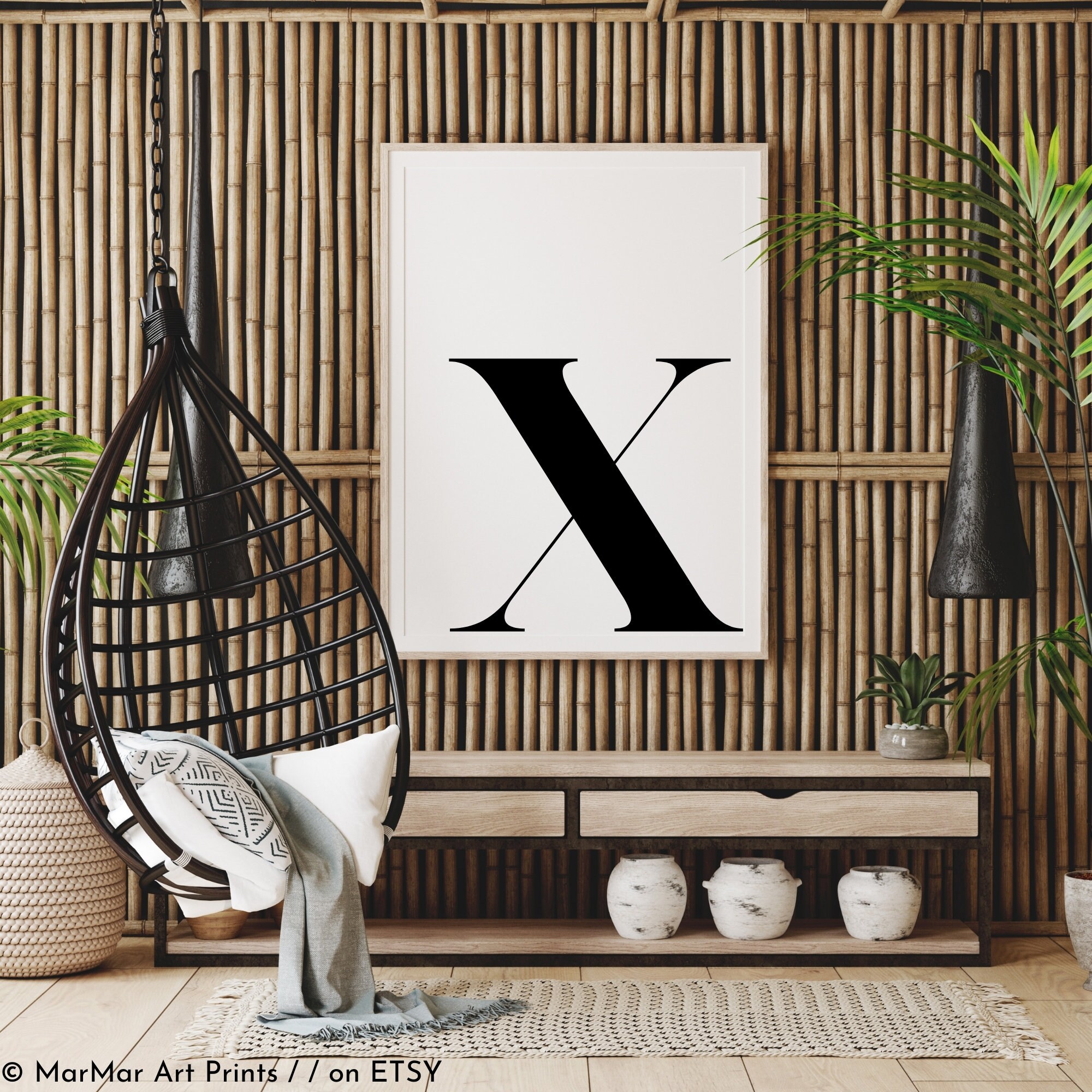 Letter X Printable Art, Typography Poster, Monochrome X Letter Print ...