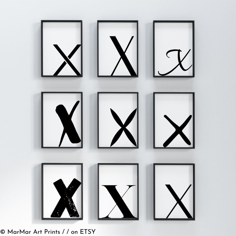 Letter X Printable Art, Typography Poster, Monochrome X Letter Print ...