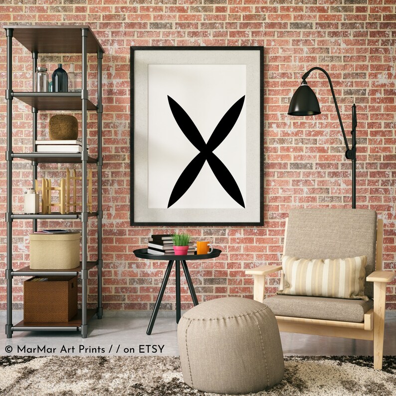 Letter X Printable Art, Typography Poster, Monochrome X Letter Print ...