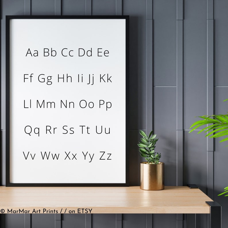 Alphabet Printable Wall Art ,neutral Gender Alphabet Print, Digital Abc ...
