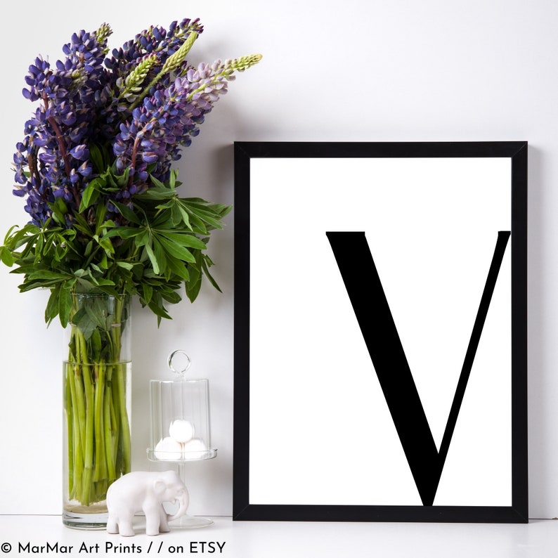 Printable Art: Letter v Poster Typography Poster - Etsy