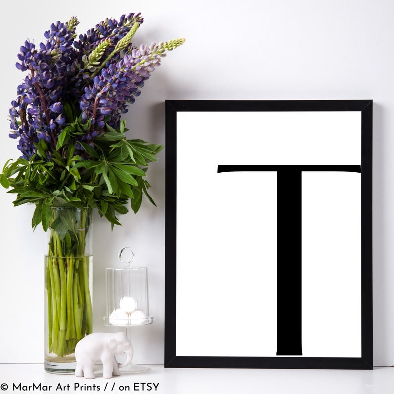 Printable Letter T, Monogram Letter Print, Nursery Decor, Minimalist ...
