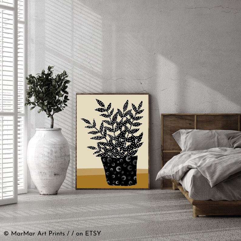 Printable Botanical Art, Polkadot Wall Art, Tropical Plant Art ...