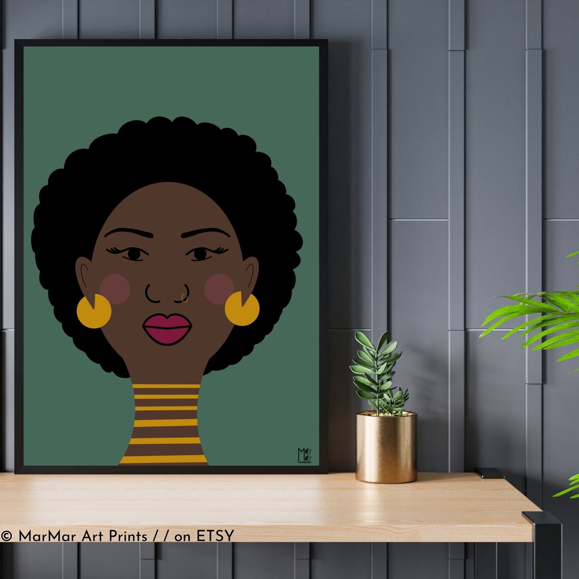 Black Woman Printable Illustration Portrait Printable Wall - Etsy