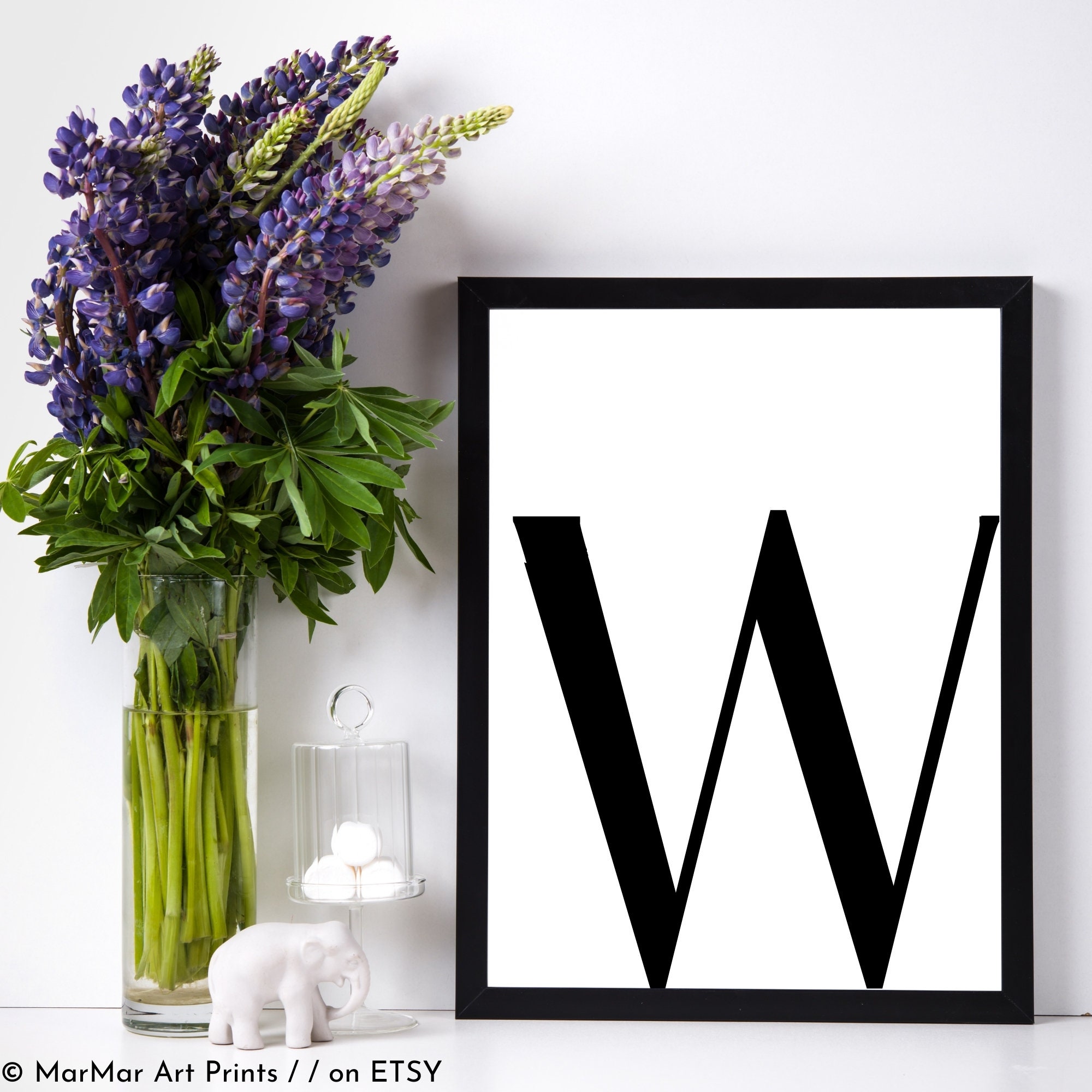 Alphabet Letter Printable Art w Initial - Etsy