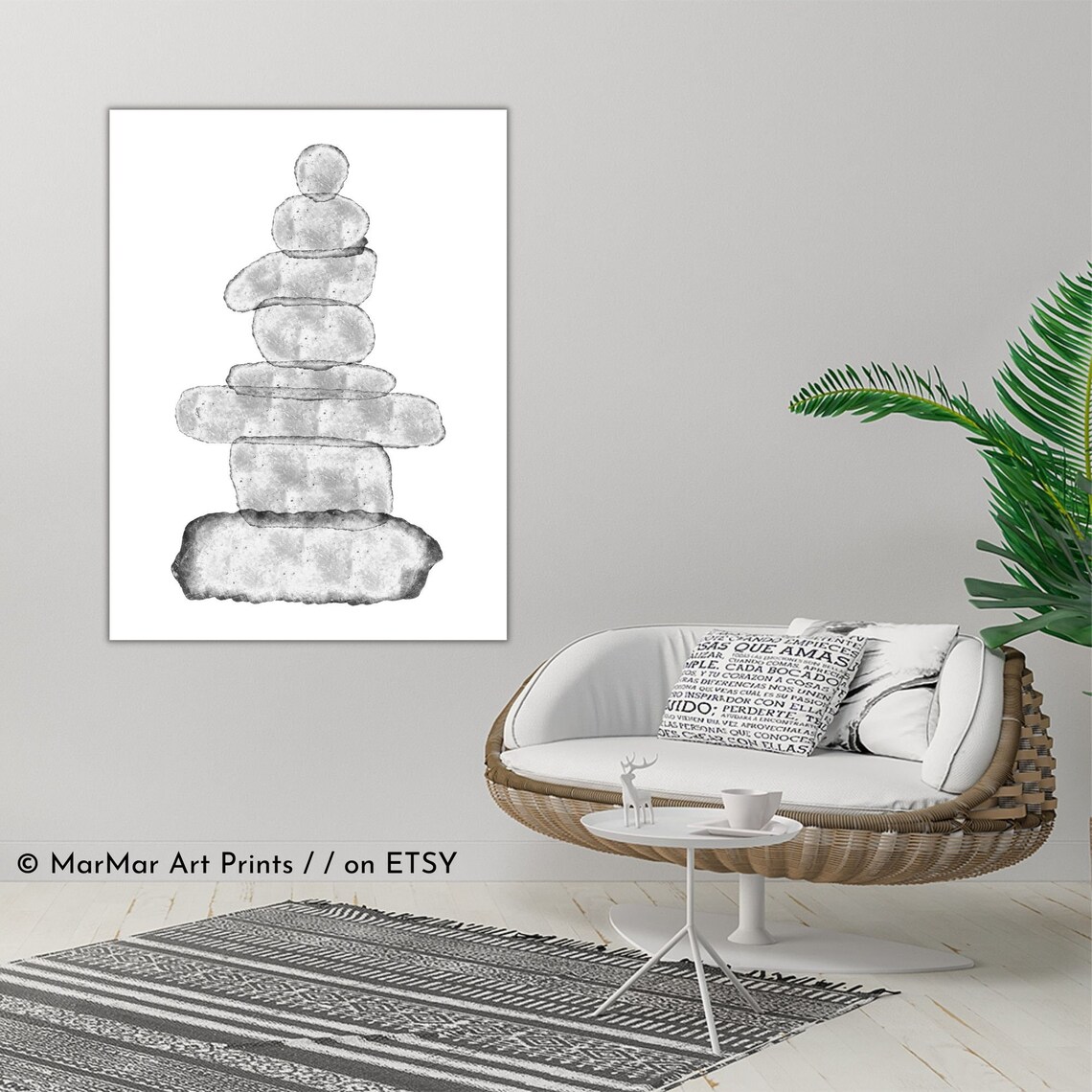 Abstract Stone Art, Black and White Wall Art, Abstract Print, Printable ...