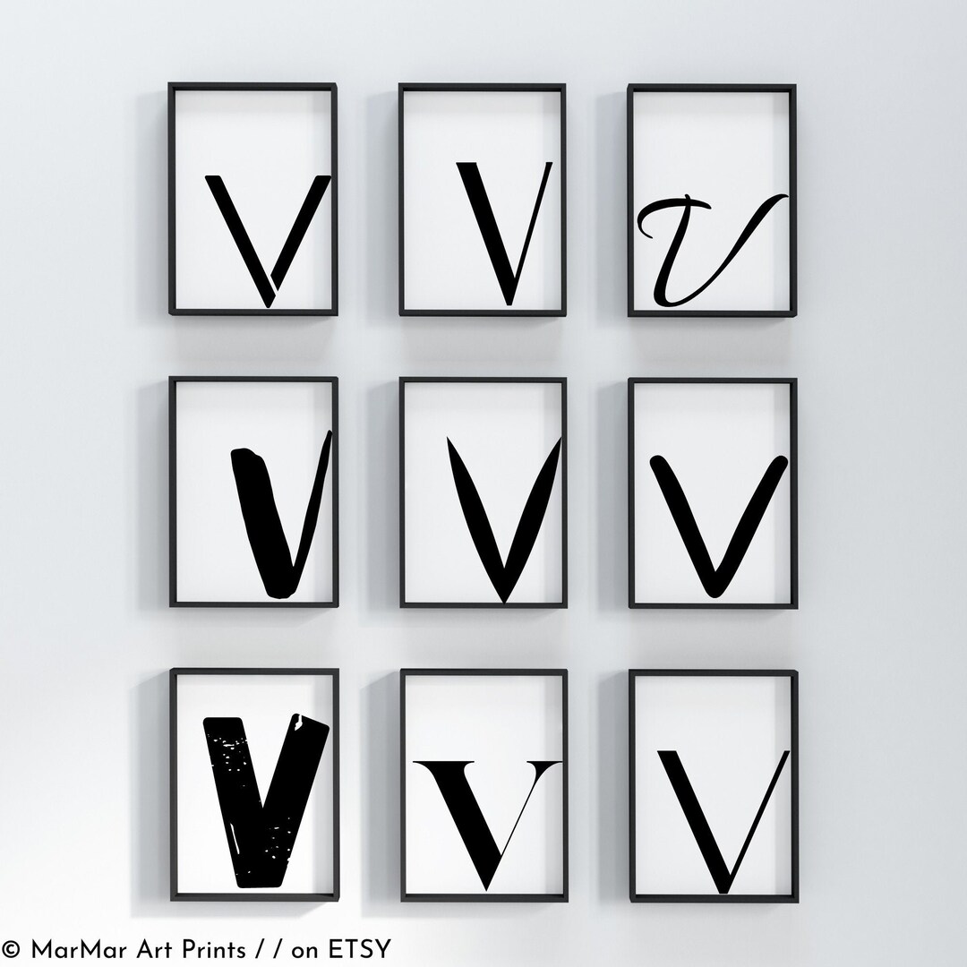 Printable Art: Letter v Poster Typography Poster - Etsy
