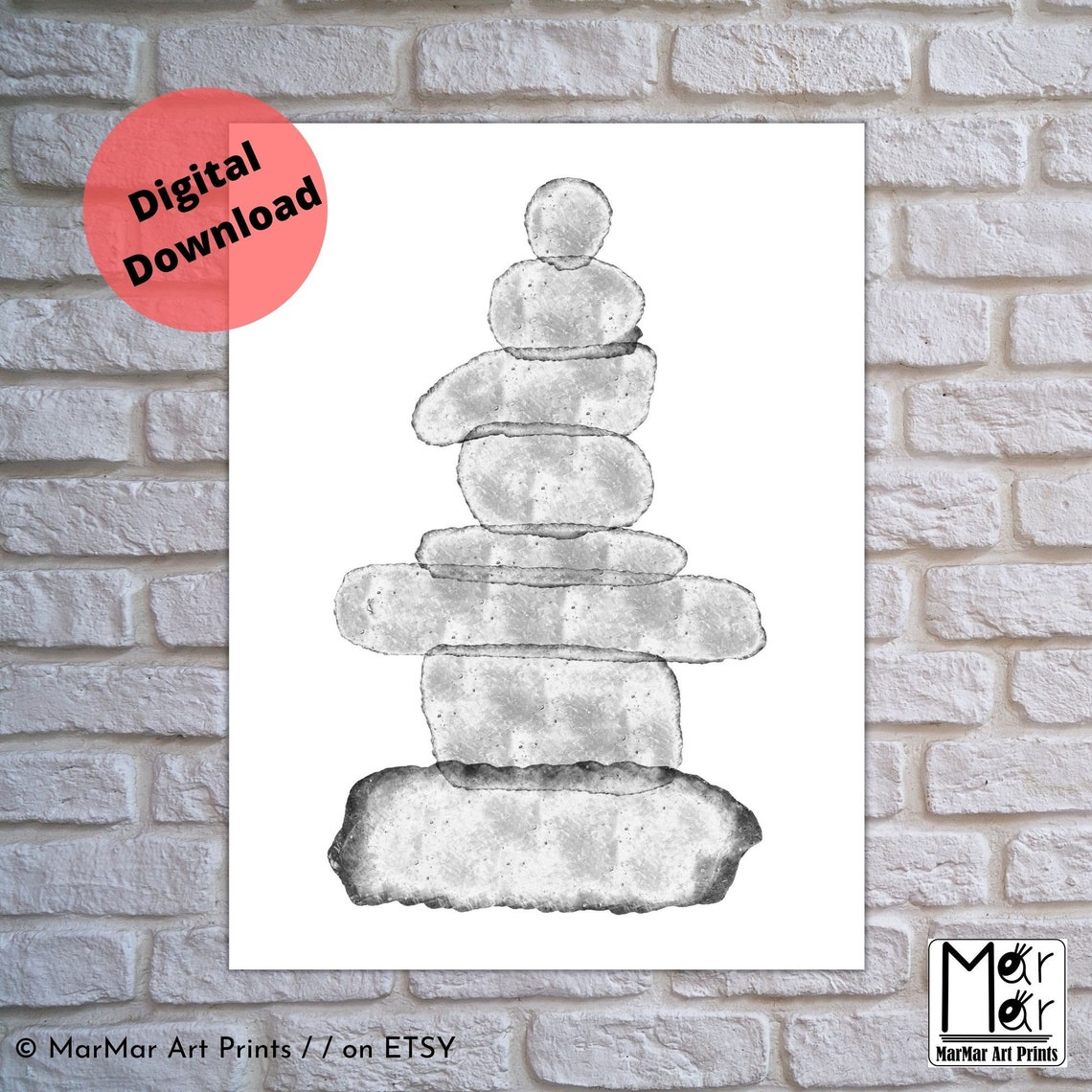 Abstract Stone Art, Black and White Wall Art, Abstract Print, Printable ...