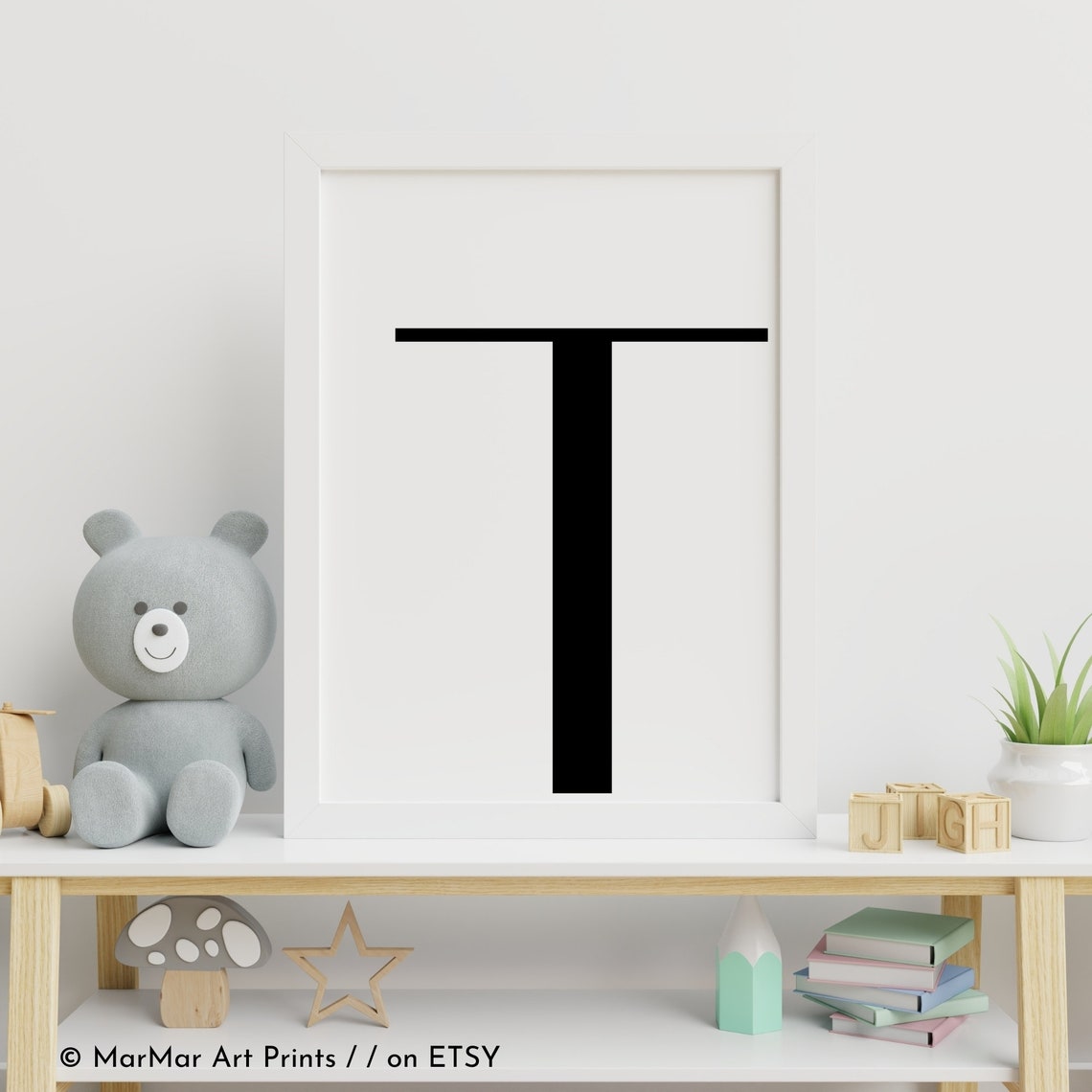 Printable Letter T, Monogram Letter Print, Nursery Decor, Minimalist ...