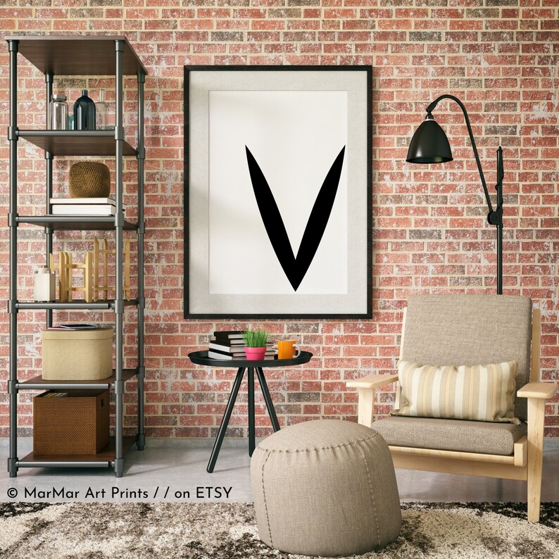 Printable Art: Letter v Poster Typography Poster - Etsy