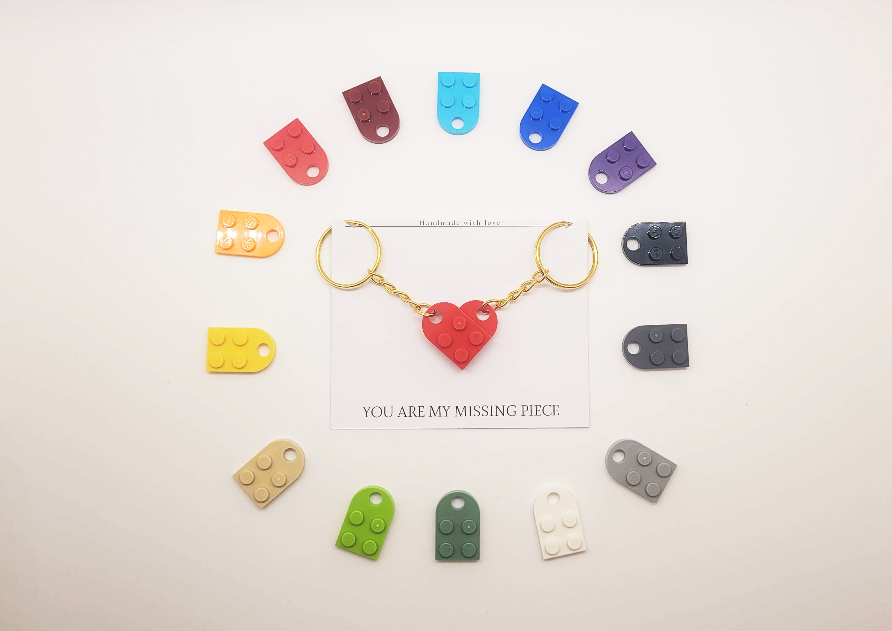 2x Heart Keychain Gold Building Blocks Fans Gift for Couples, Best ...