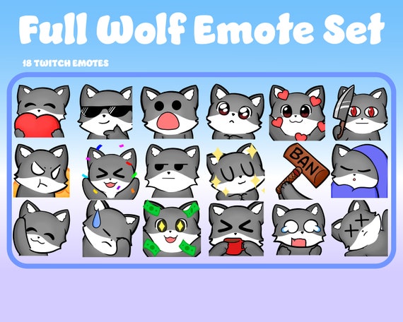Wolf Emote Set 18x for Twitch and Discord | Etsy