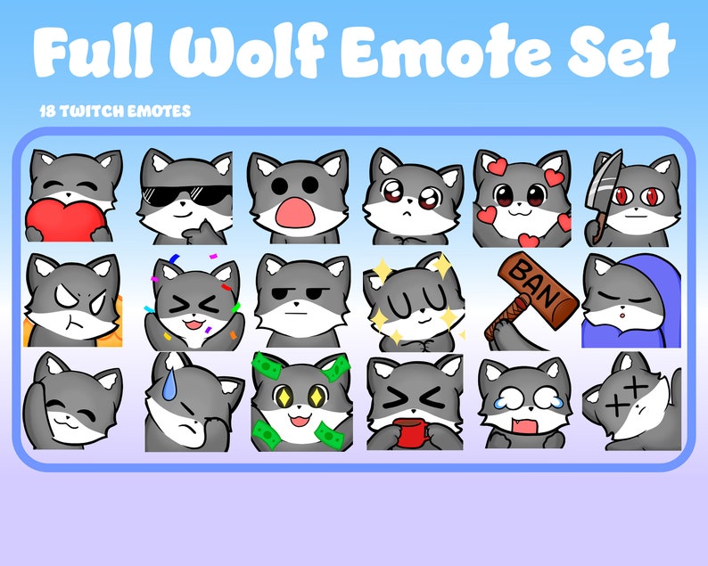 Wolf Emote Set 18x | for Twitch and Discord - Etsy