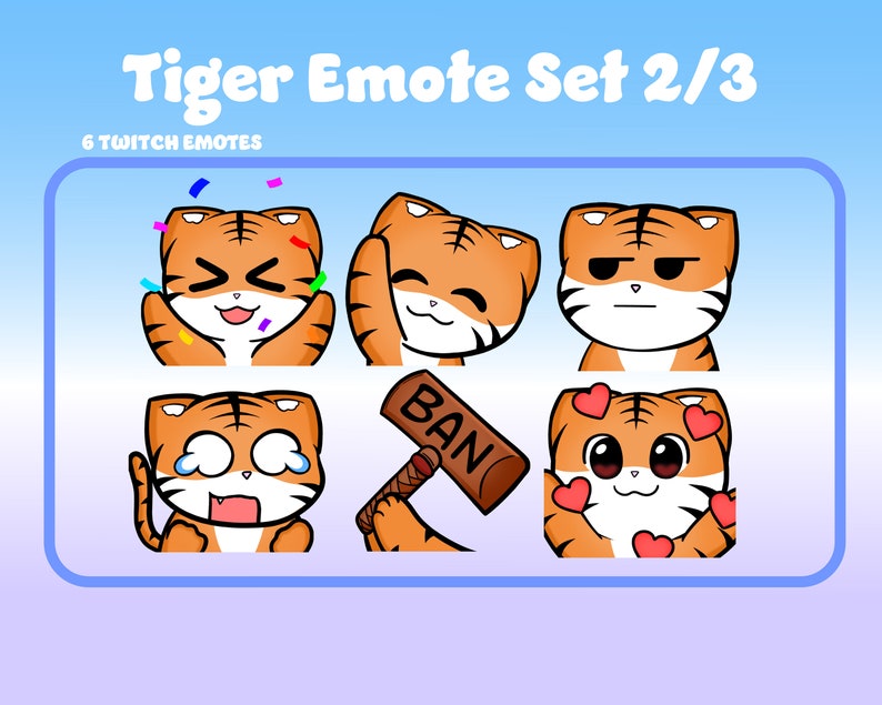 Tiger Emote Set 6x for Twitch and Discord Set 2 - Etsy Norway