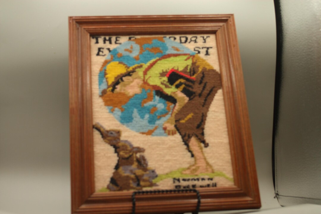 Norman Rockwell "boy With Rabbit" Needlepoint - Etsy