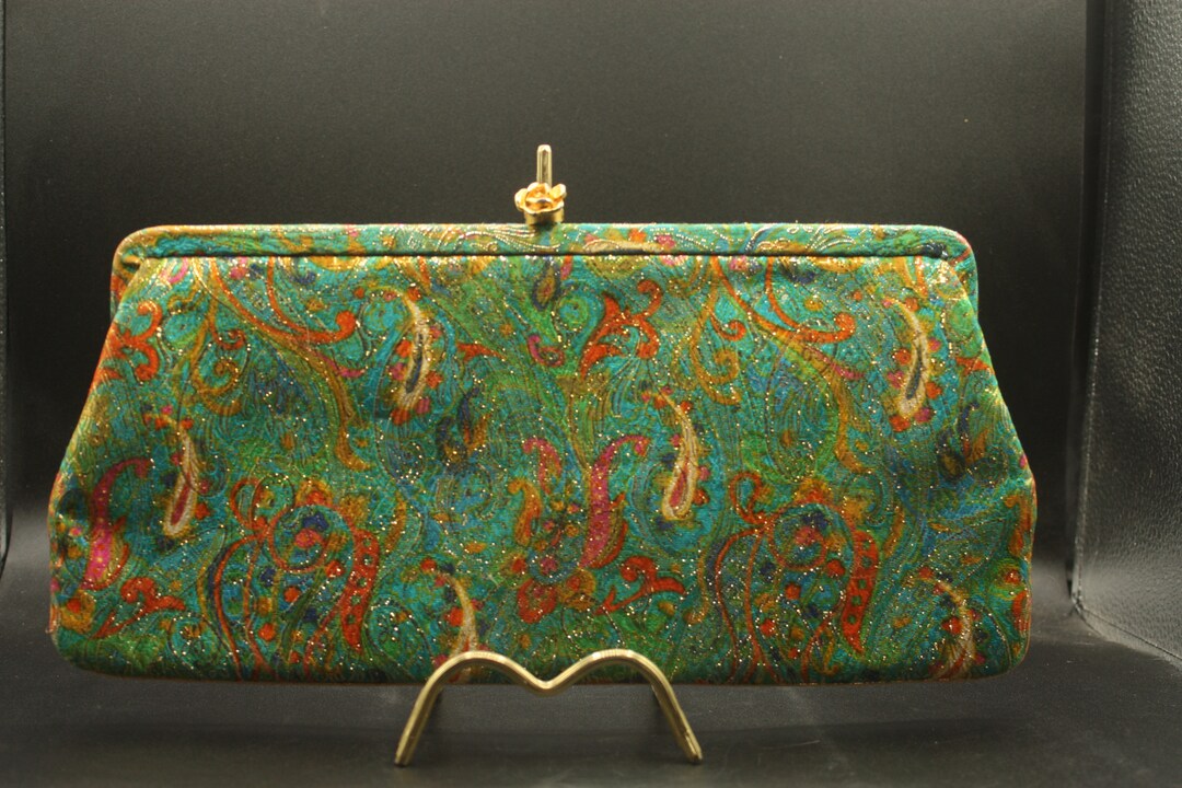 Andrew Geller - Vintage Paisley Turquoise Clutch - Etsy