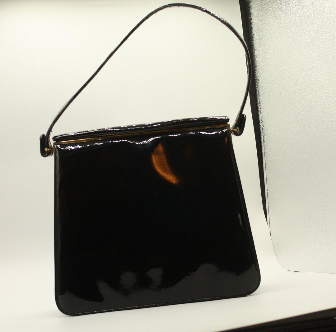 Vintage Black Patent Leather - Susan Gait Handbag - Etsy