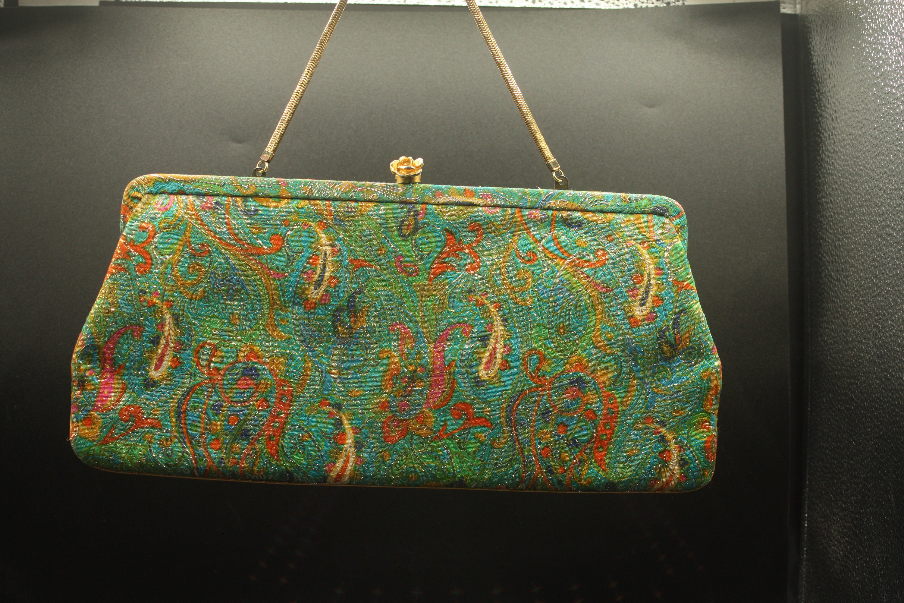Andrew Geller - Vintage Paisley Turquoise Clutch - Etsy