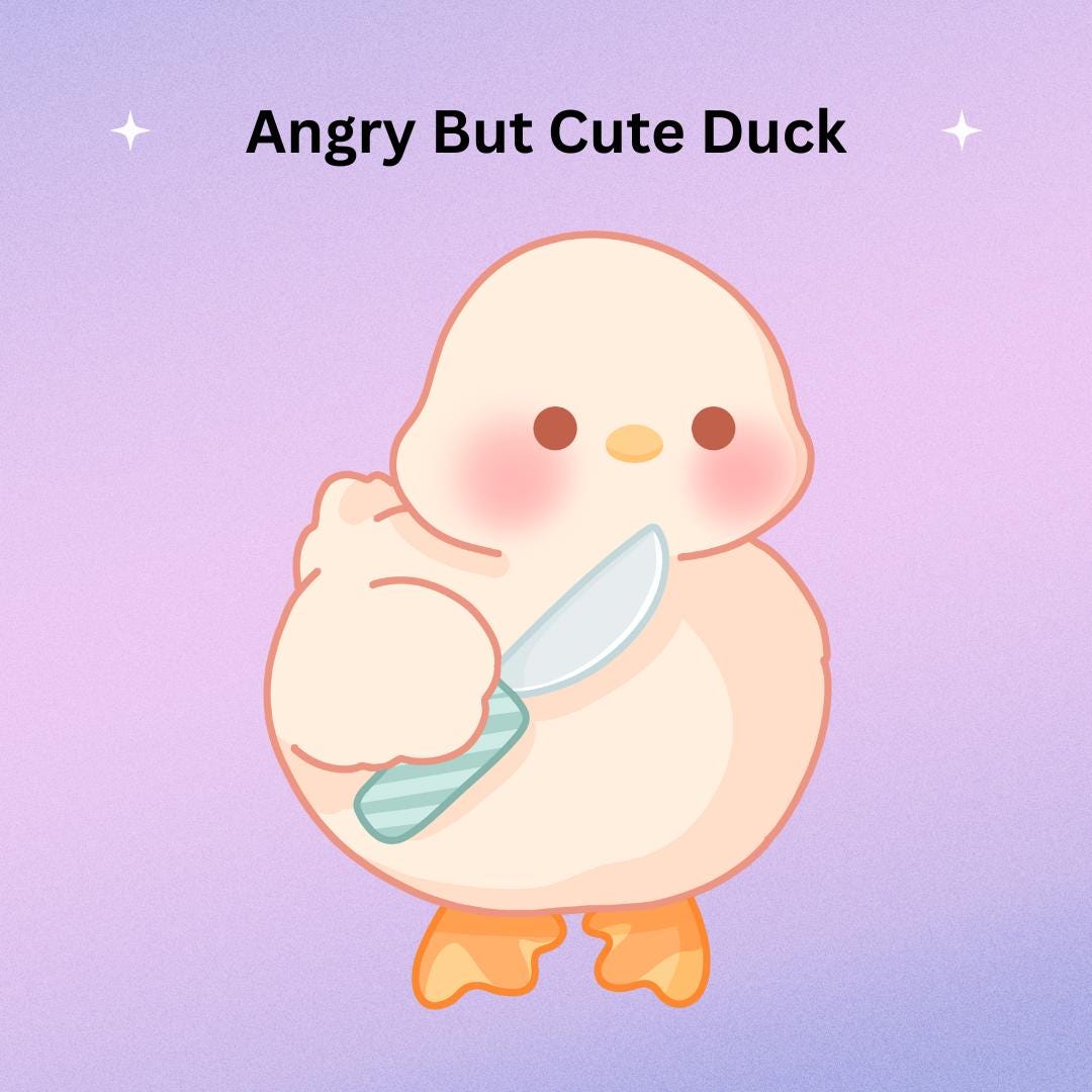 Angry but Cute Duck Sticker - Etsy
