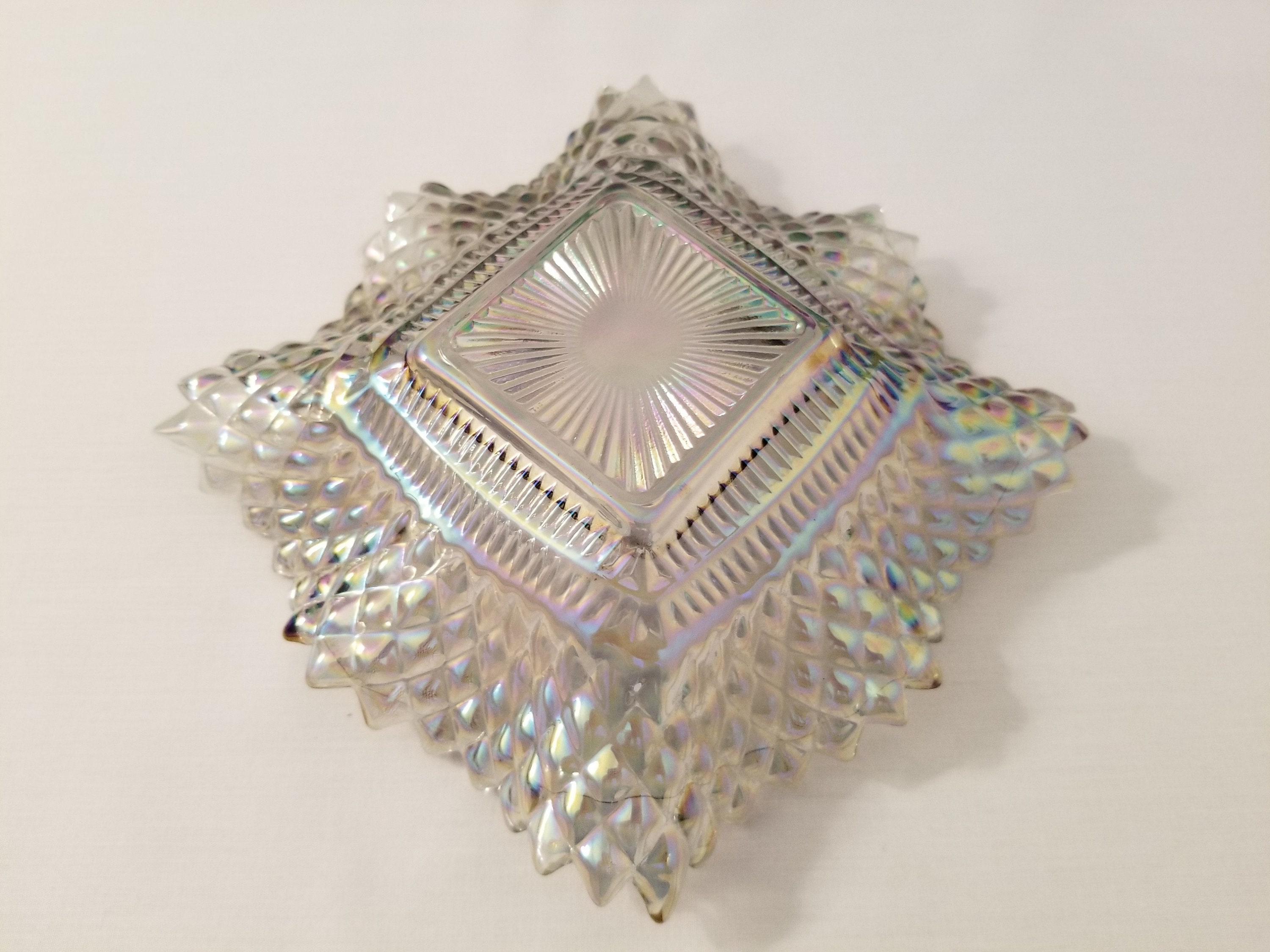 Vintage Iridescent Smoke Carnival Square Diamond Pattern | Etsy