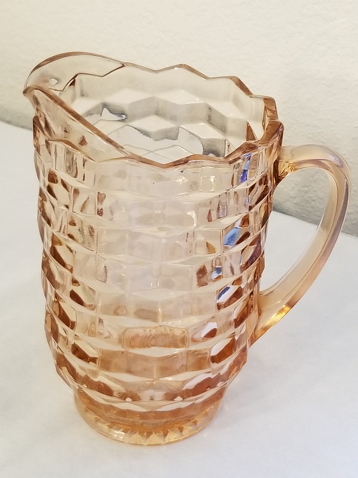 Vintage Indiana Glass Pink Peach Cubist Whitehall Pattern - Etsy
