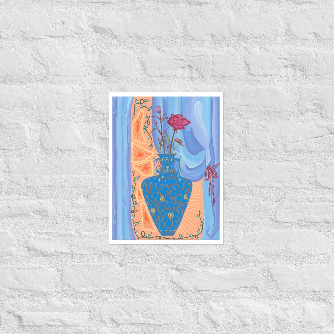 Blue Vase Luster Photo Paper Poster With White Border - Etsy