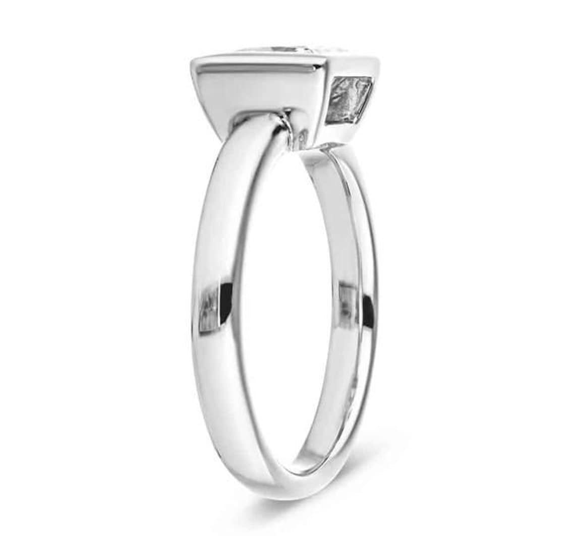 2 Ct Princess Cut Bezel Set Ring/ Solitaire Diamond Bezel - Etsy