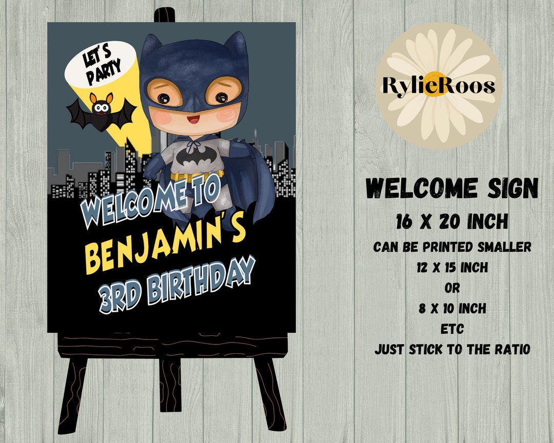 Bat Superhero Birthday Welcome Sign (digital Download) - Etsy