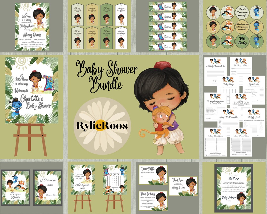 Prince Aladdin and Abu Baby Shower Bundle, Aladdin Baby Shower Decor ...