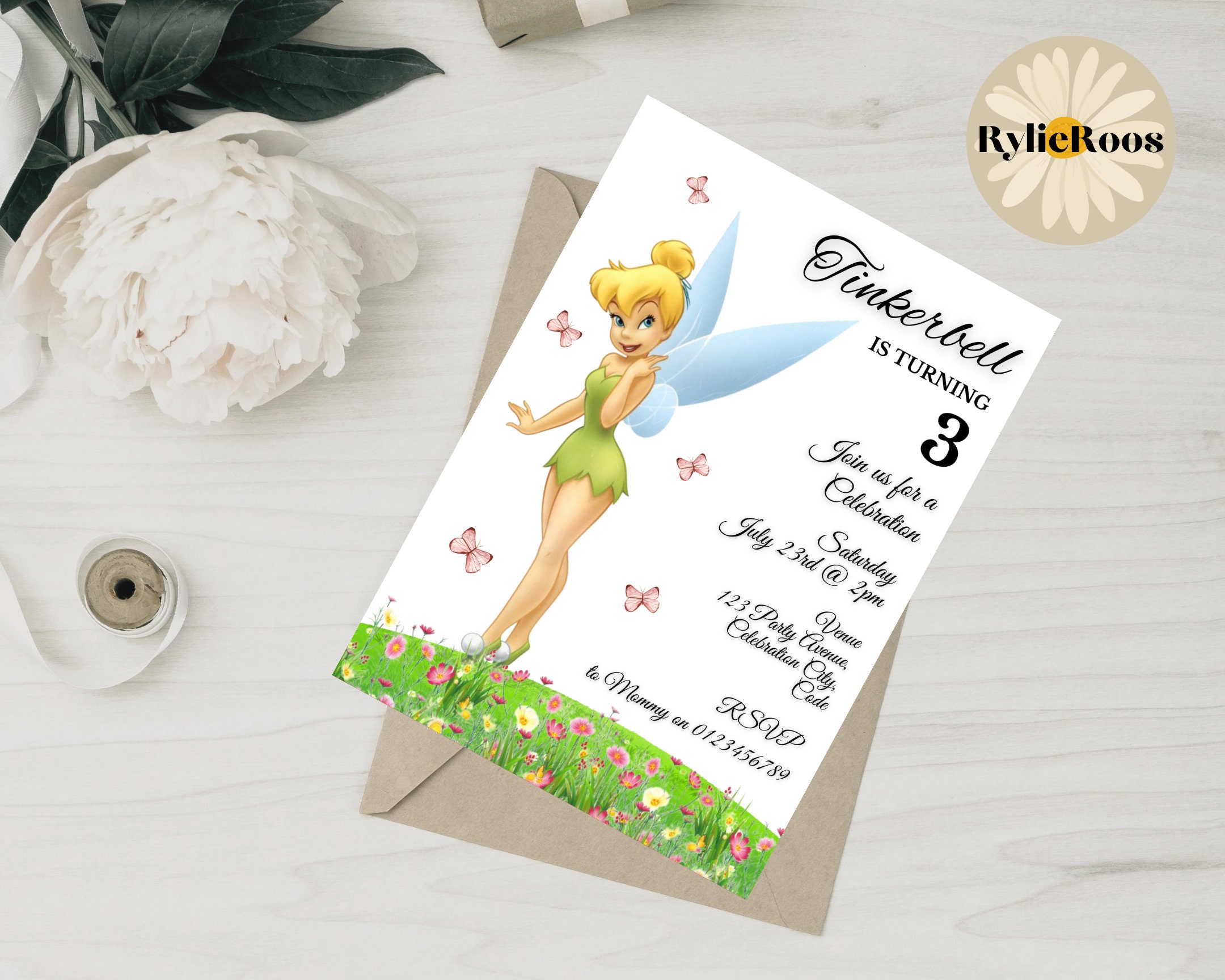 Tinkerbell Birthday Invitation: Fairy Party, Printable or Text (digital ...
