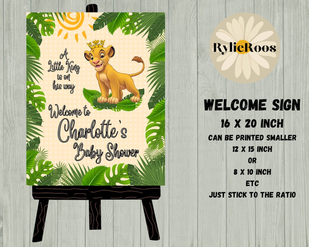 Lion King Welcome Sign, Simba Welcome Sign, Lion King Baby Shower ...
