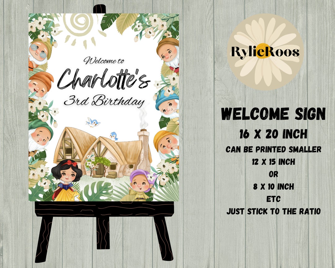 Fairytale Birthday Welcome Sign, Snow White Birthday Welcome Sign, Snow ...