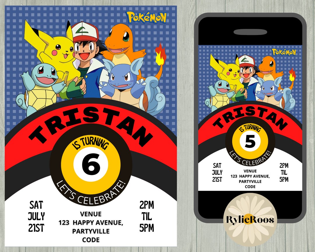 Pokemon Birthday Invitation, Editable Digital Evite - Etsy