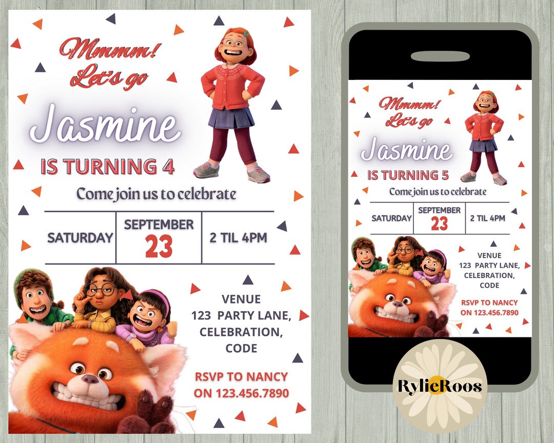 Turning Red Birthday Invitation, Girls Birthday Invite, Turning Red ...