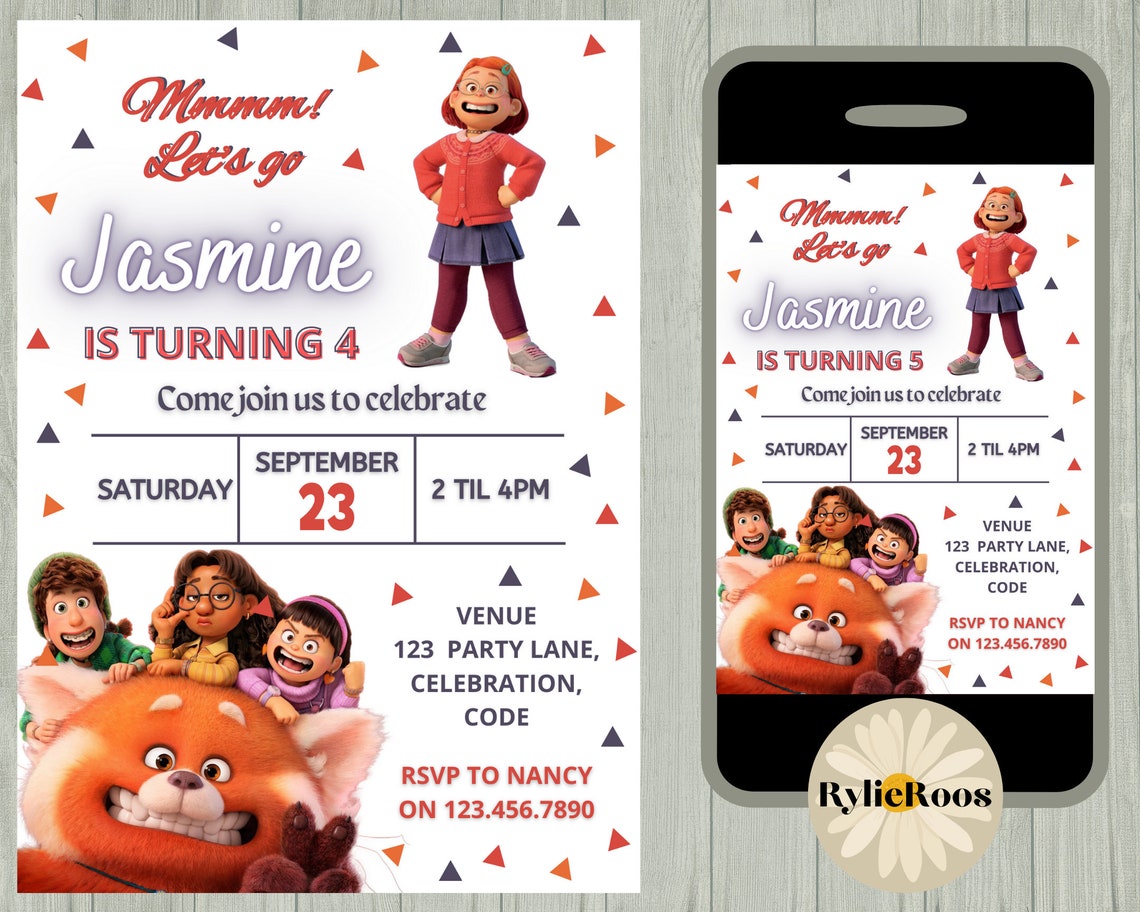 Turning Red Birthday Invitation Girls Birthday Invite - Etsy
