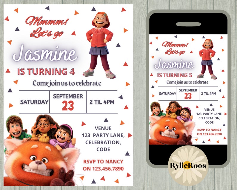 Turning Red Birthday Invitation Girls Birthday Invite - Etsy