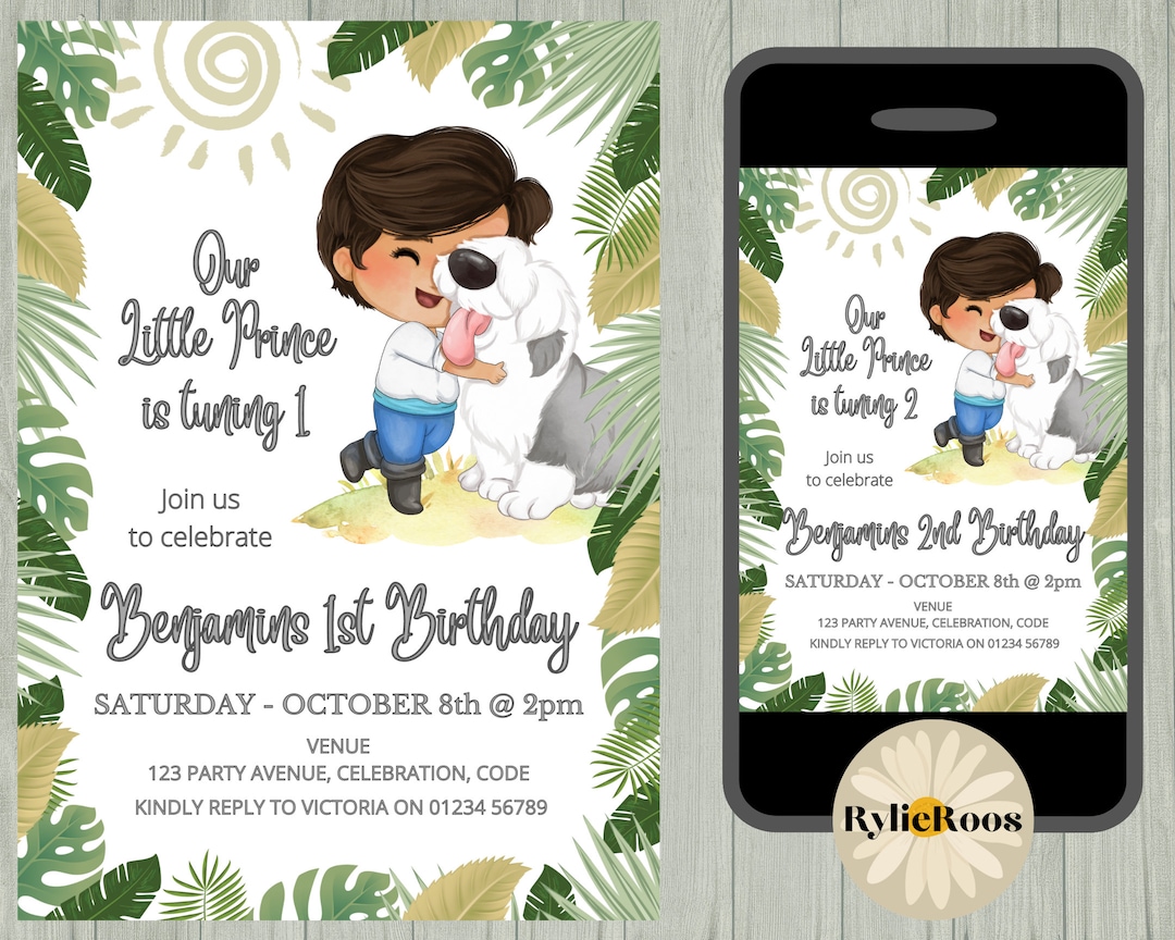 Prince Eric and Max Birthday Invitation, Boys Birthday Digital or ...
