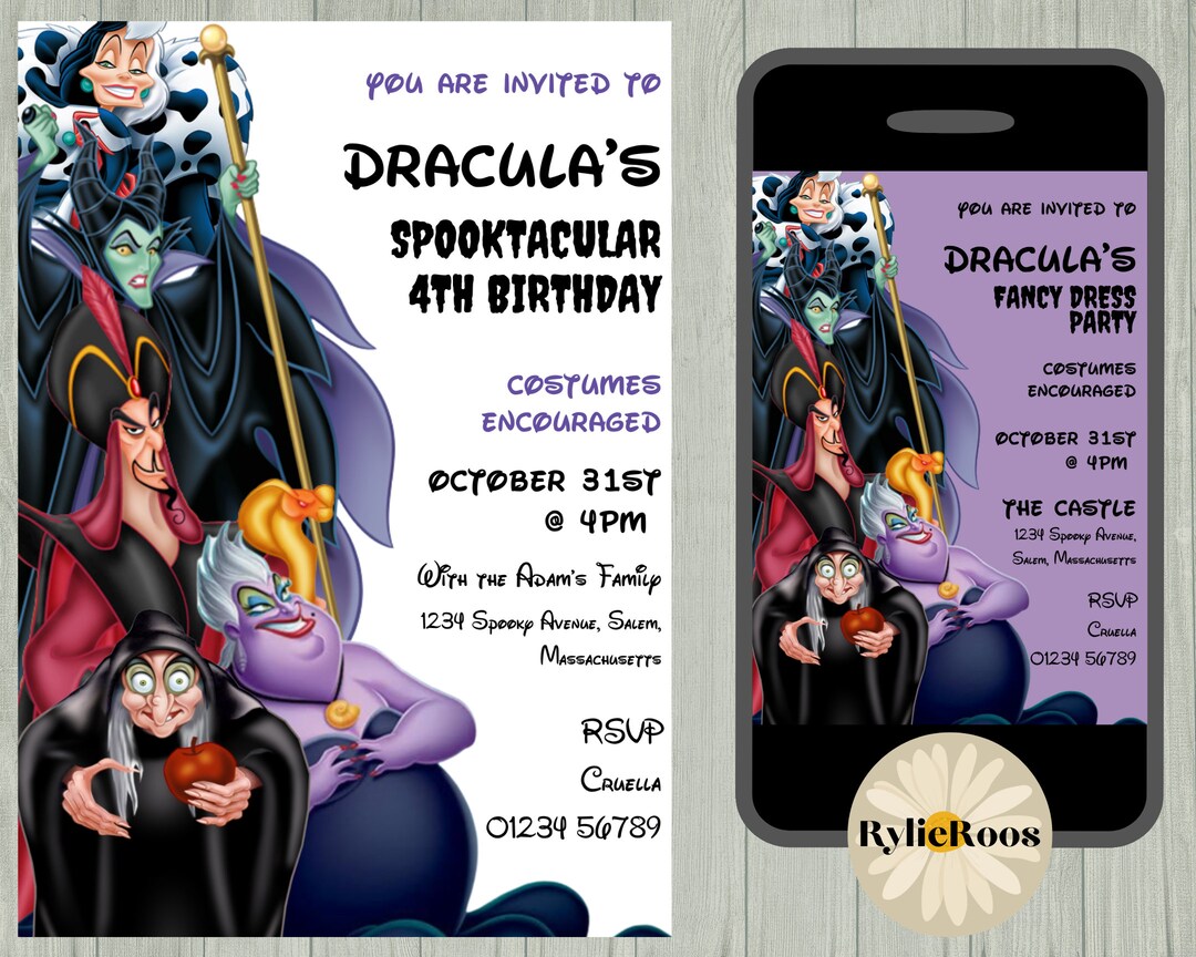 Villain Halloween Party Invitation: Spooky Fancy Dress Invite (digital ...