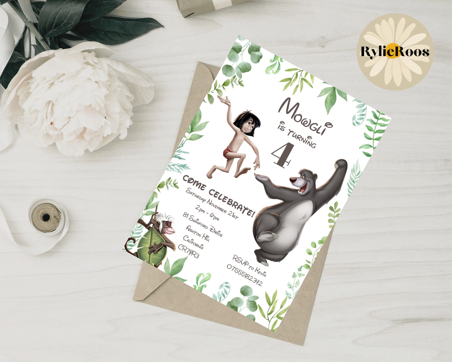 Jungle Book Birthday Invitation Mowgli and Baloo Editable - Etsy Australia